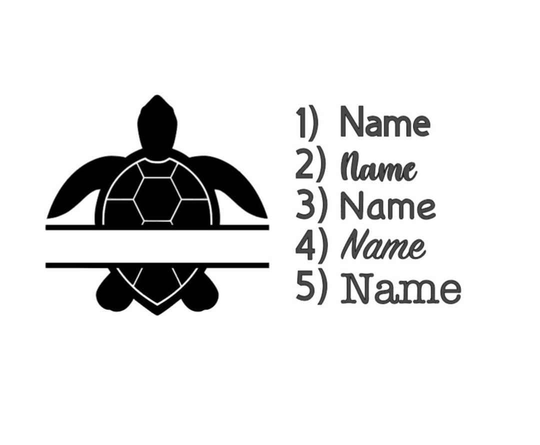 Cute Turtle Monogram Permanent Vinyl Decal in Pretty Holographic or ...