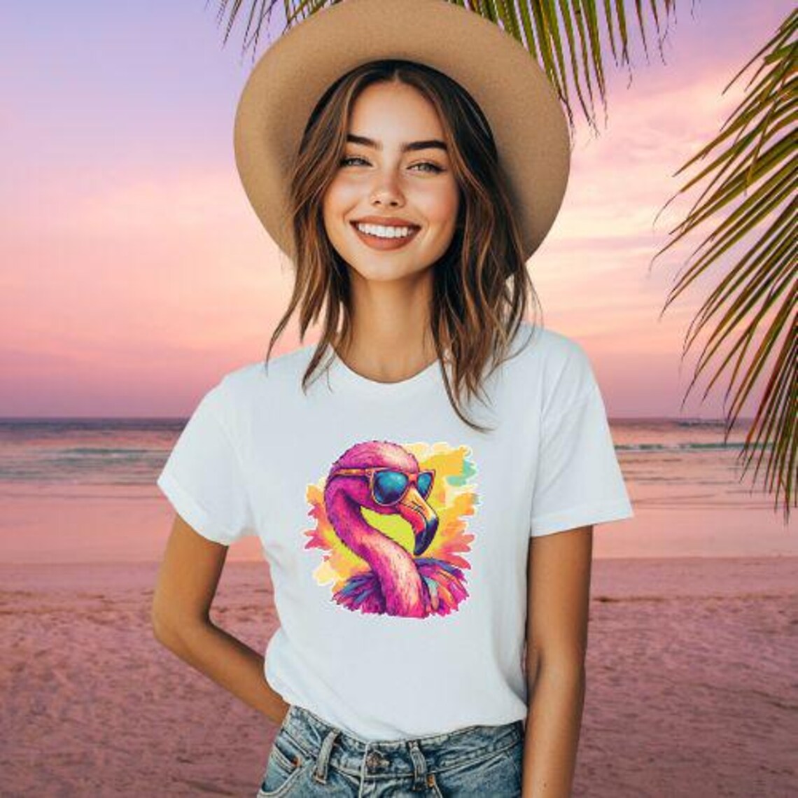 Retro Flamingo With Sunglasses PNG, Fun Summer Beach Sublimation ...