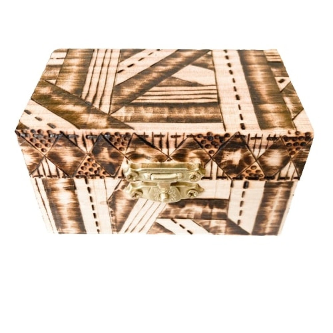 Lines Trinket Box, Woodburned Trinket Box, Wooden Trinket Box ...