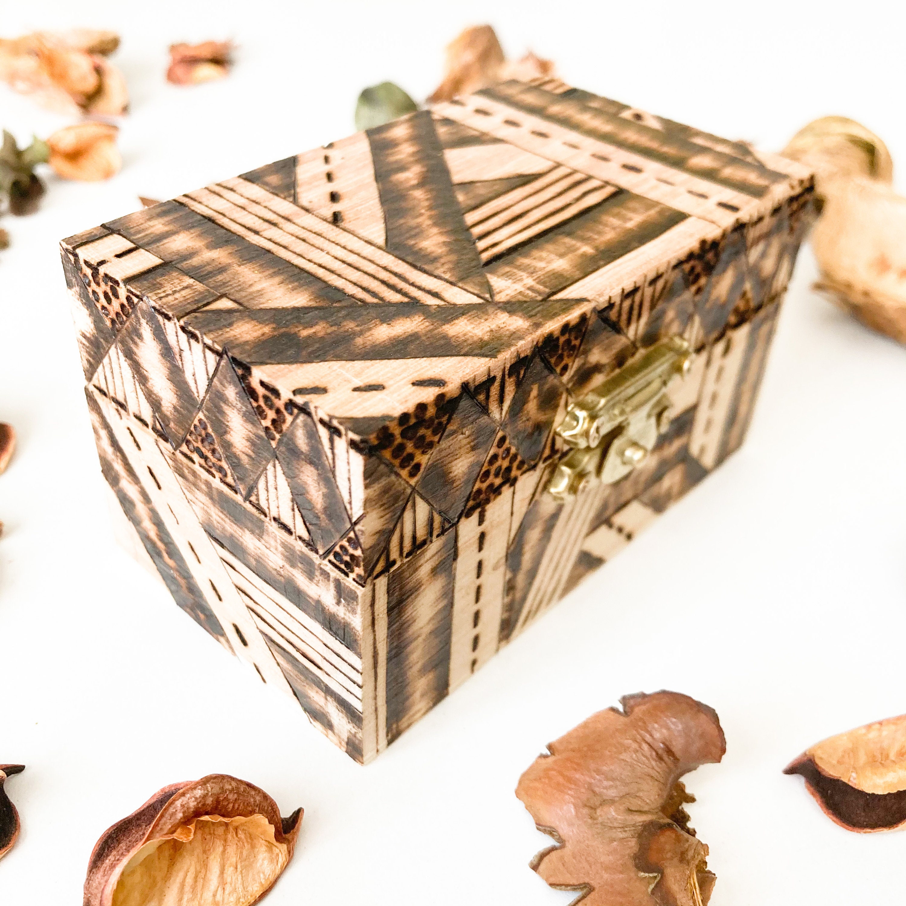 Lines Trinket Box, Woodburned Trinket Box, Wooden Trinket Box ...
