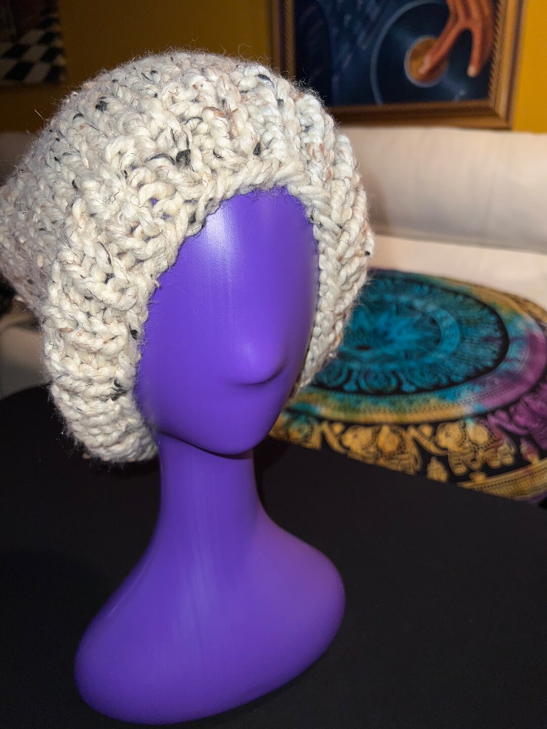 Oatmeal Knitted “thinking Cap” Hat - Etsy