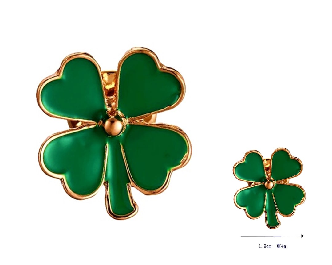 Lucky 4 Leaf Clover Brooch Pin Enamelled on Gold Metal Mount NBRO659 - Etsy