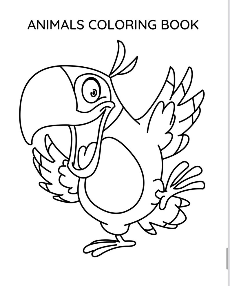 100 Page Animal Coloring Book for Kids Instant Download, Printing ...