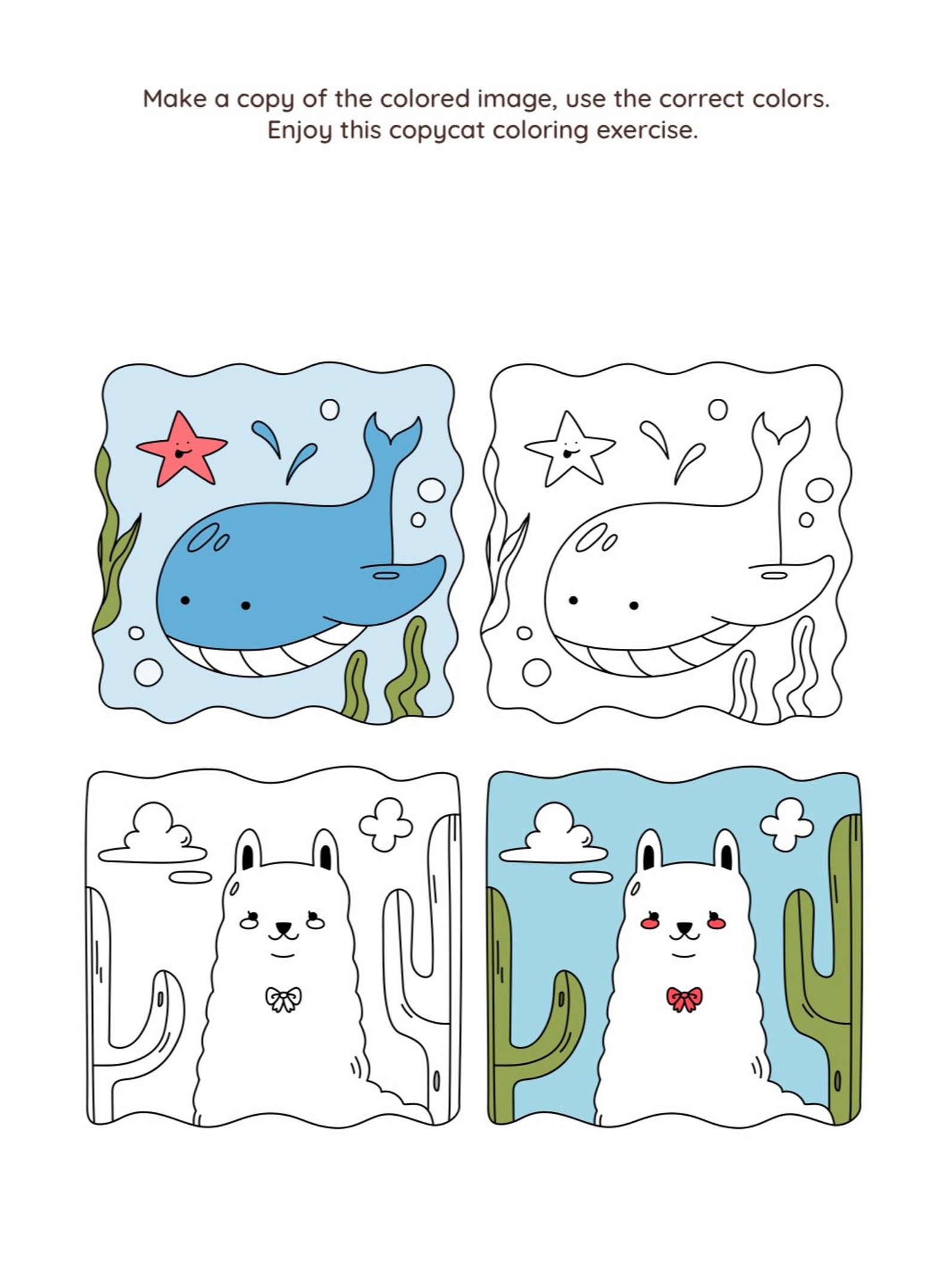 100 Page Animal Coloring Book for Kids Instant Download, Printing ...