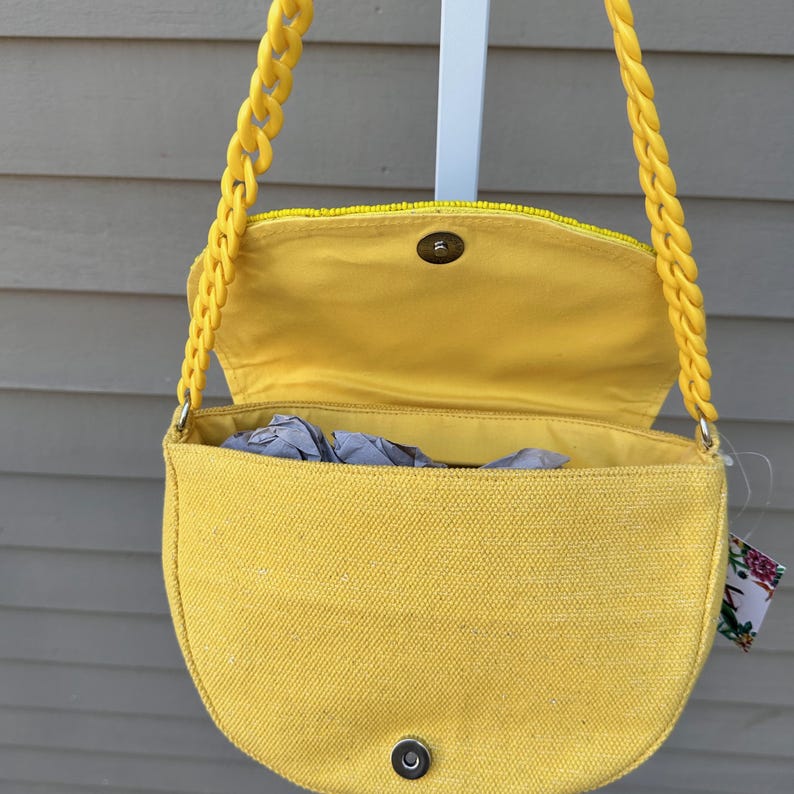 Beaded Yellow Lemon Crescent Slice Embellished Handbag Purse Yellow ...