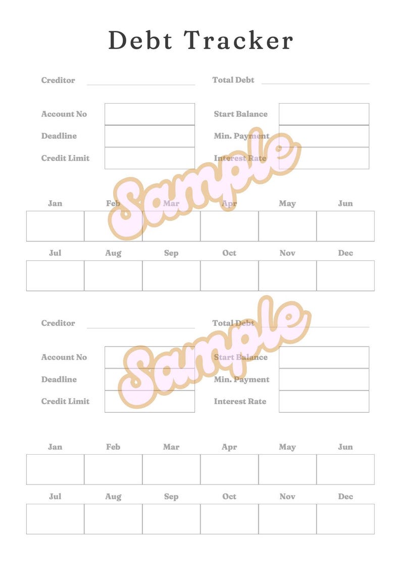 Debt Tracker Printable Worksheet - Digital Planner for Managing and ...