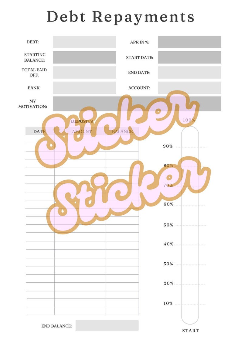Debt Tracker Printable Worksheet - Digital Planner for Managing and ...