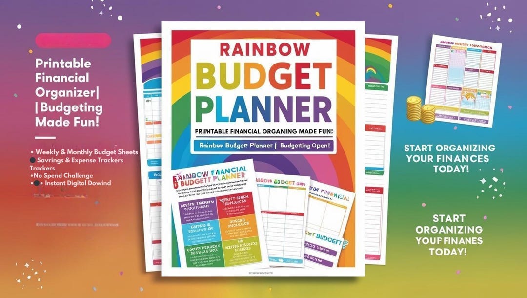 Rainbow Budget Planner | Printable Financial Organizer | Budgeting Made ...