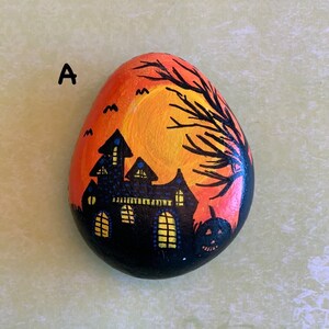 Haunted House,painted Rock,halloween Decor , Evil Eyes, Halloween Scary ...