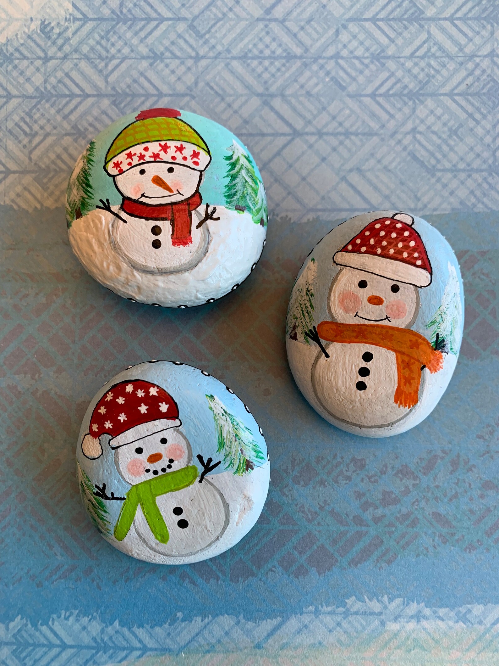 Happy Snowman,christmas Painted Rocks , Christmas Gifts , Christmas ...