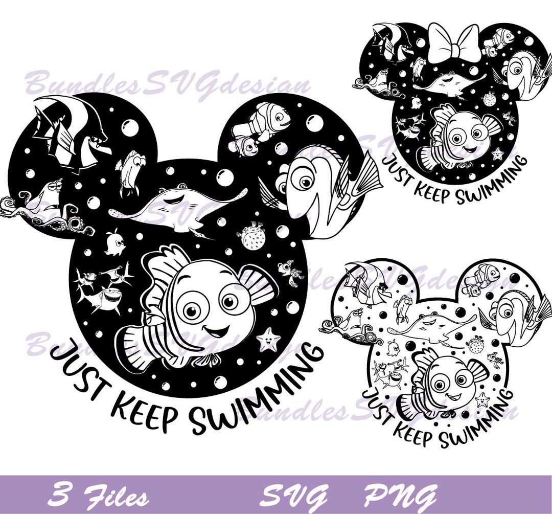 Finding Clownfish Svg, Mouse Head Png, Mouse Ears Svg, Family Vacation ...