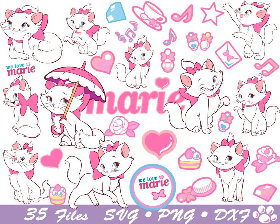 Marie Cat svg Bundle Marie svg Aristocats svg Birthday - Etsy México