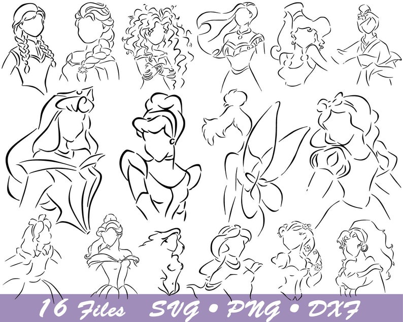 Princess Outline Svg Brave Svg Princess Png Princess - Etsy