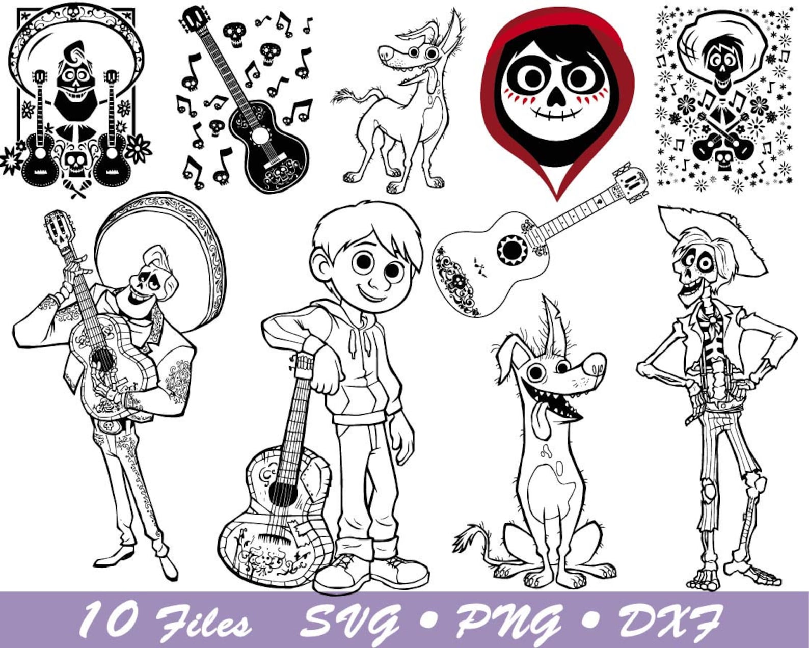 Coco Outline svg, Coco dxf, Birthday svg, Coco Printable png, Coco cricut - Etsy France