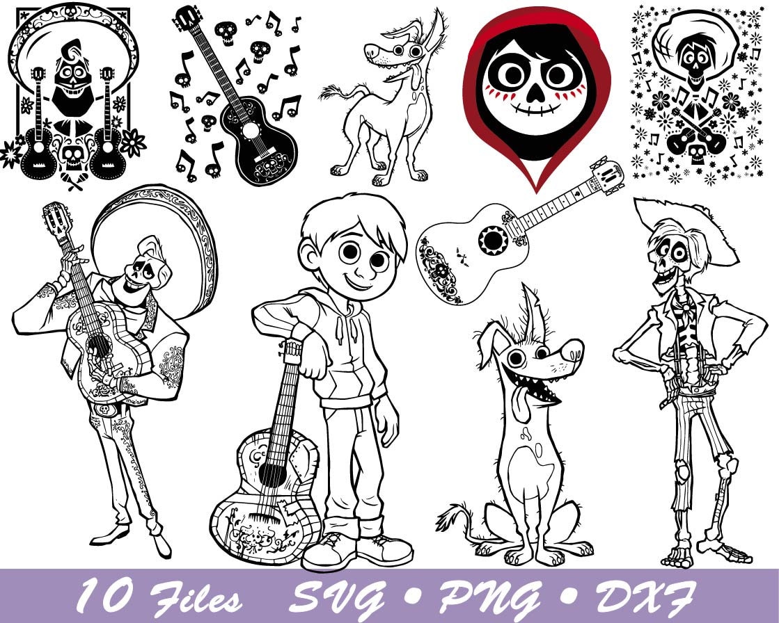 Coco Outline svg, Coco dxf, Birthday svg, Coco Printable png, Coco ...