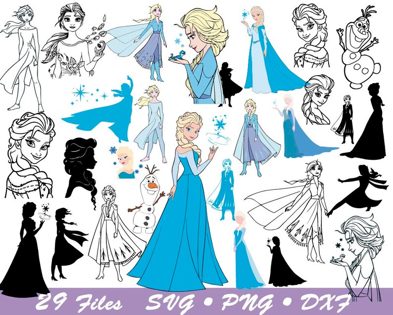 Elsa Princess SVG, Frozen SVG Bundle, Frozen Clipart, Frozen Silhouette ...