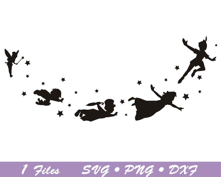 Peter Pan Silhouette Flying Moon