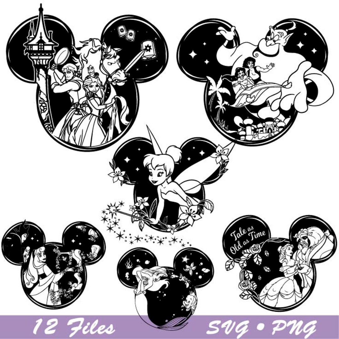 Princess Bundle Svg Png, Mouse Princess Head Svg, Princess Svg ...