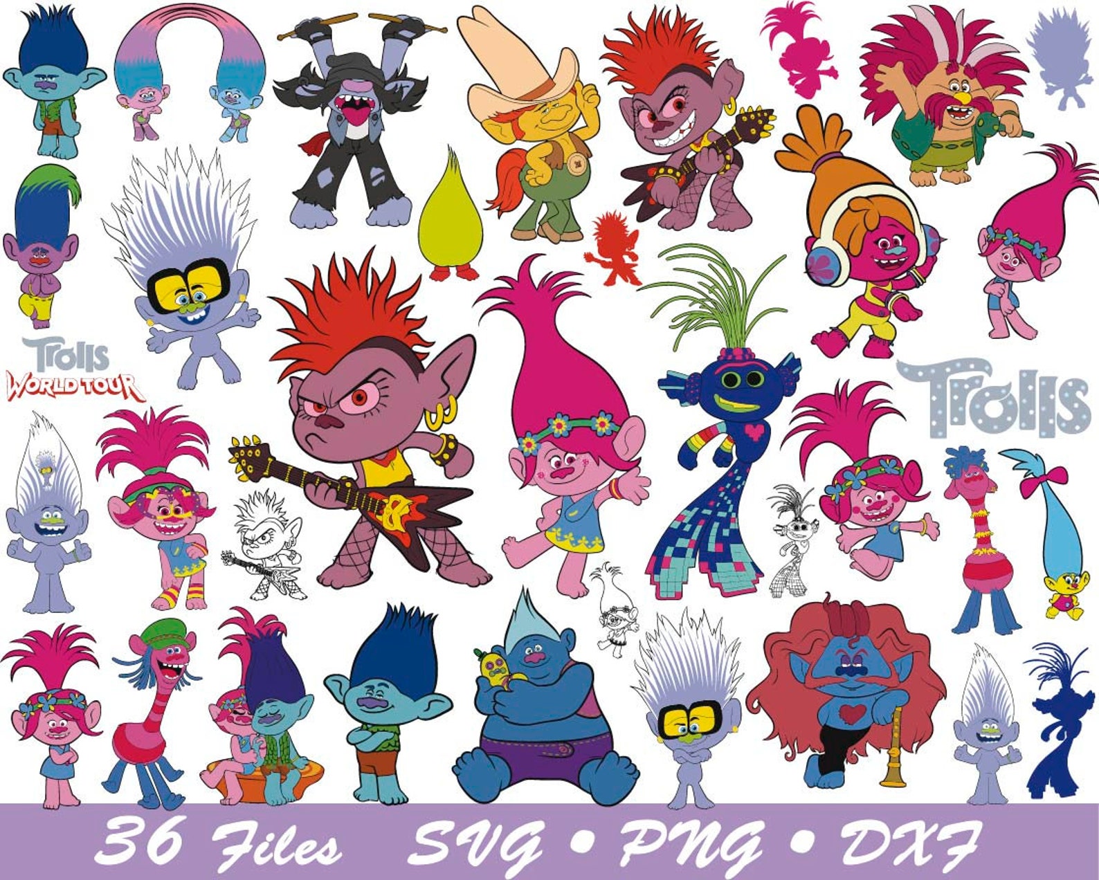 Trolls Svg, Trolls 2 Svg, Trolls Png, Trolls Dxf, World Tour Movie ...