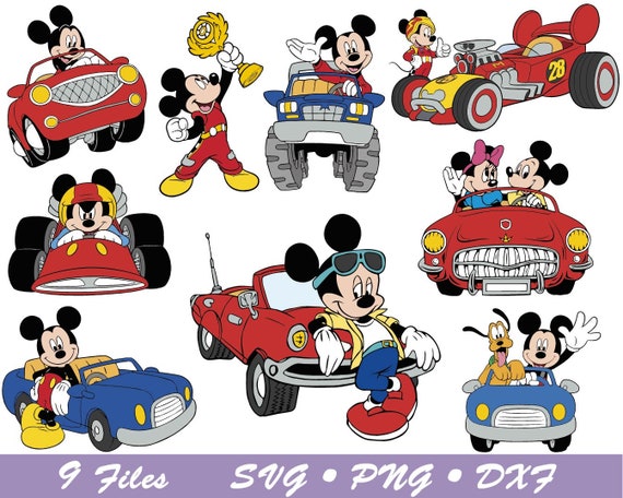 Mickey Car Race svg Mickey svg png dxf Roadster Racer | Etsy