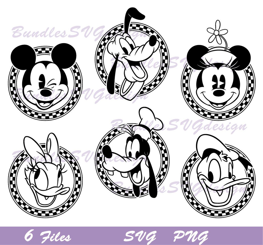 Checkered Mouse and Friends Svg, Retro Magical Kingdom Svg, Best ...
