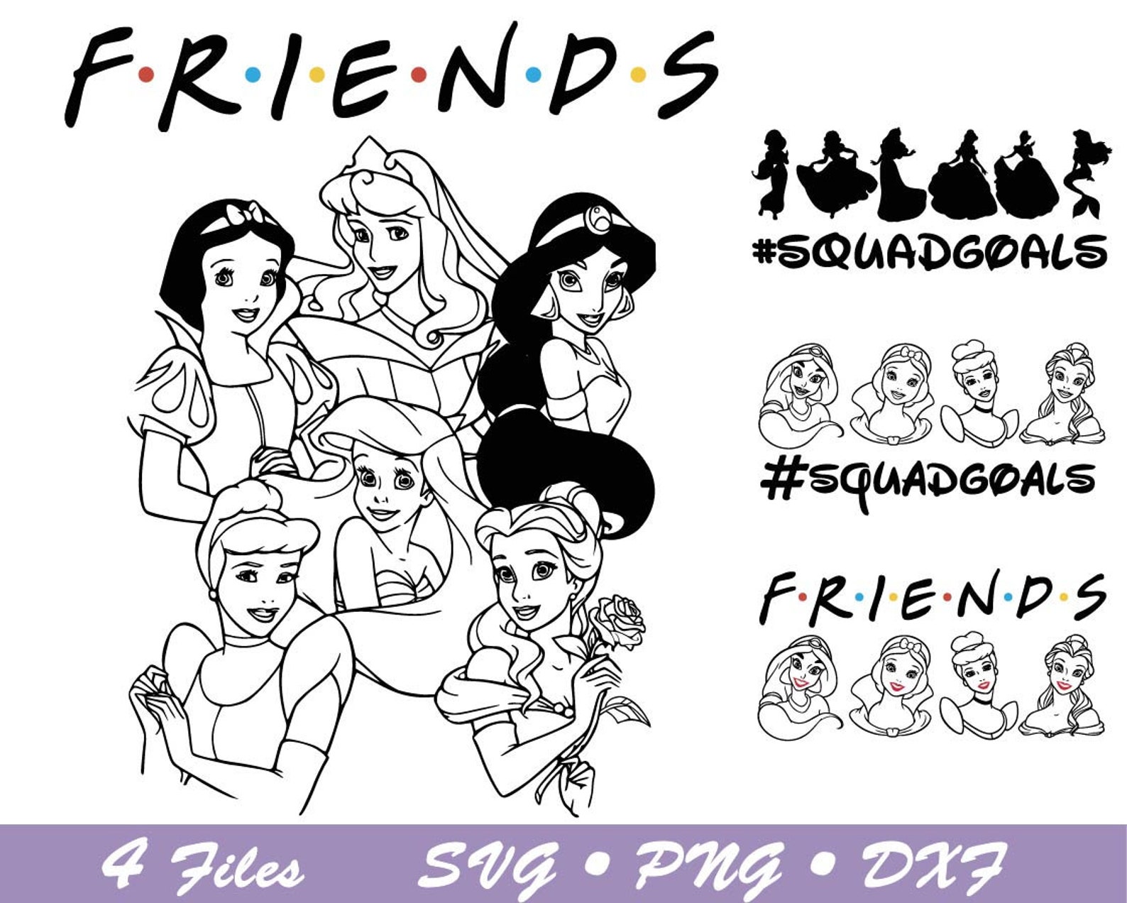 Princess Friends Svg Princess Svg Princess Dxf Birthday - Etsy