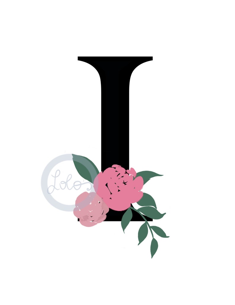 Initial With Flower, Digital Download, I Initial, I Initial Wall Art ...