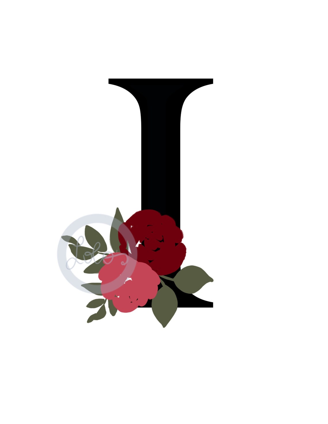 Initial With Flower, Digital Download, I Initial, I Initial Wall Art ...