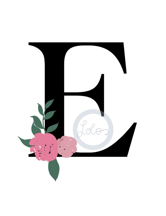 Initial With Flower Digital Download E Initial E Initial - Etsy