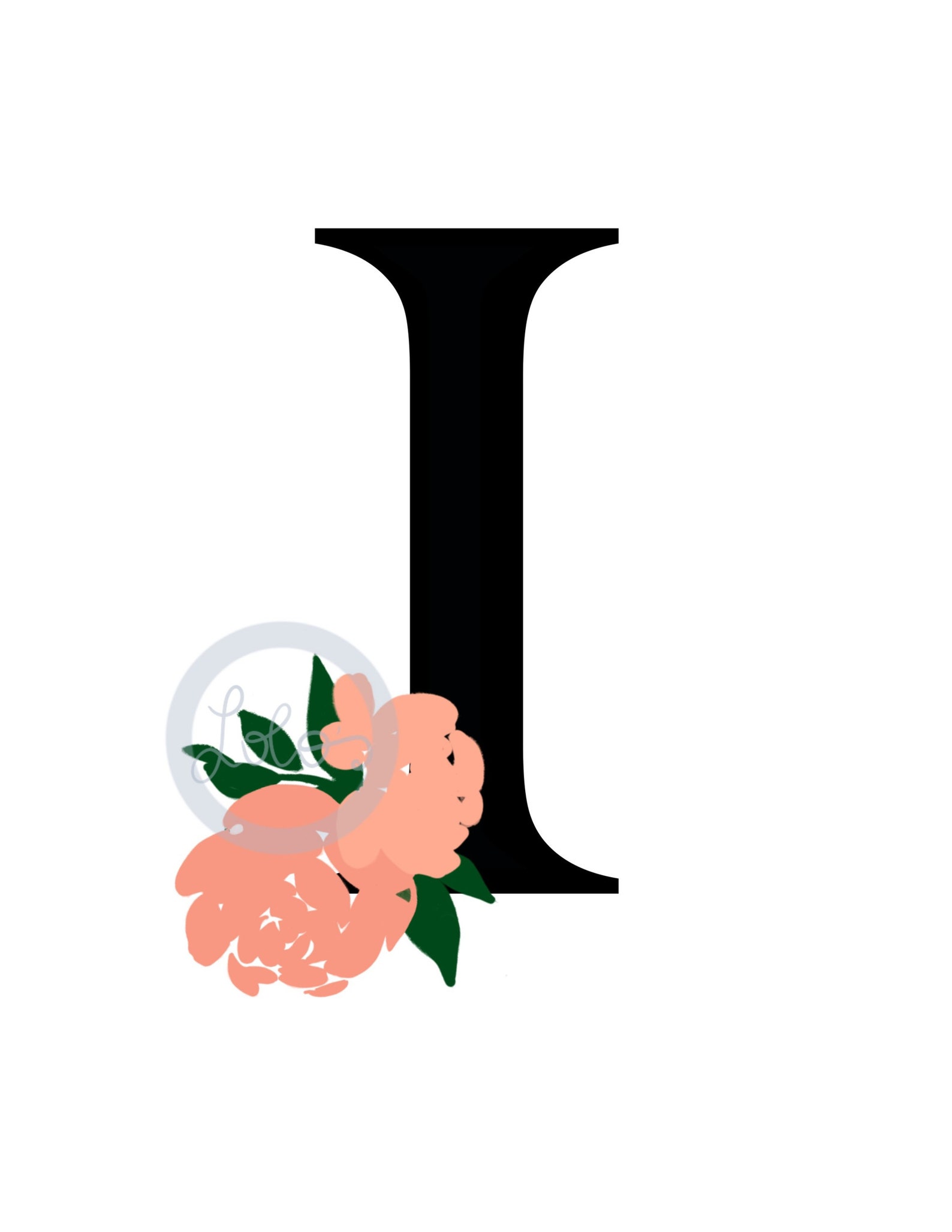 Initial With Flower, Digital Download, I Initial, I Initial Wall Art ...