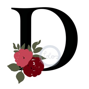 Initial With Flower, Digital Download, D Initial, D Initial Wall Art ...