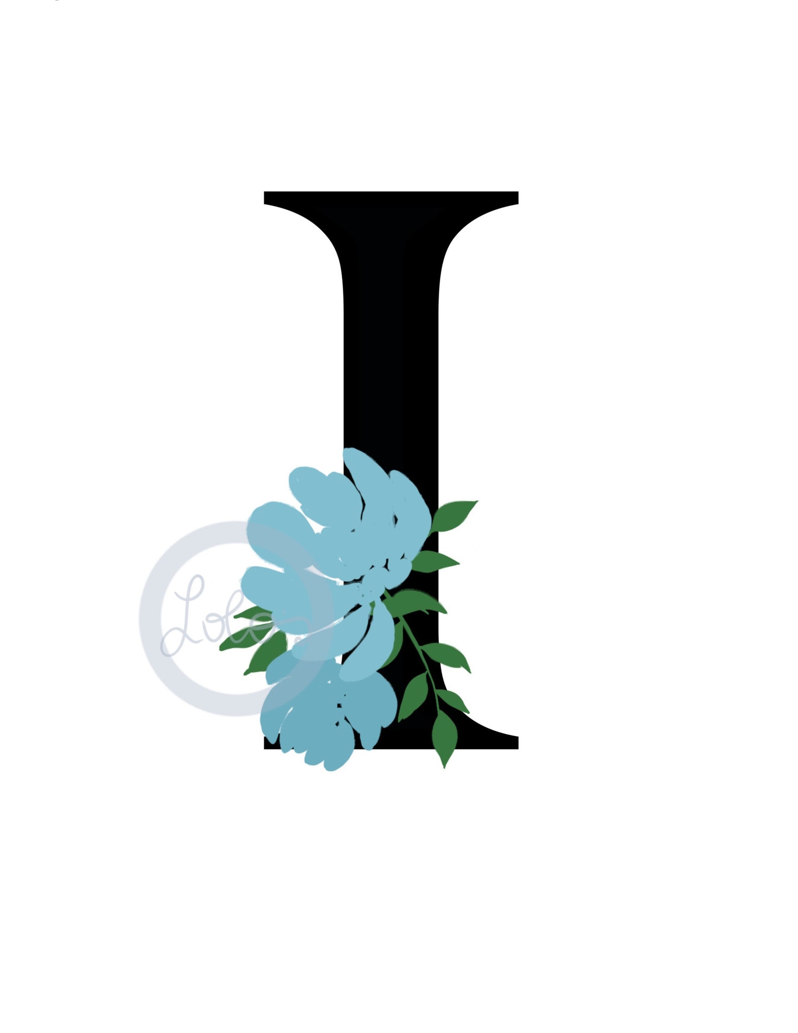 Initial With Flower, Digital Download, I Initial, I Initial Wall Art ...