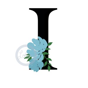 Initial With Flower, Digital Download, I Initial, I Initial Wall Art ...