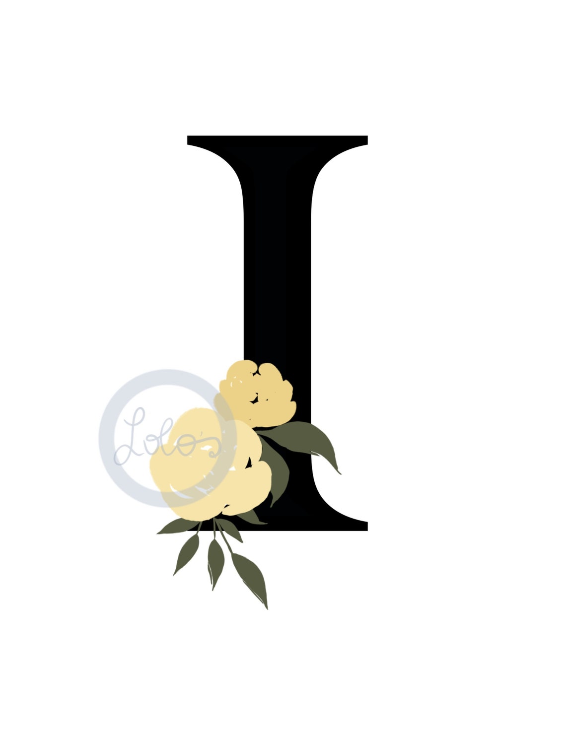 Initial With Flower, Digital Download, I Initial, I Initial Wall Art ...