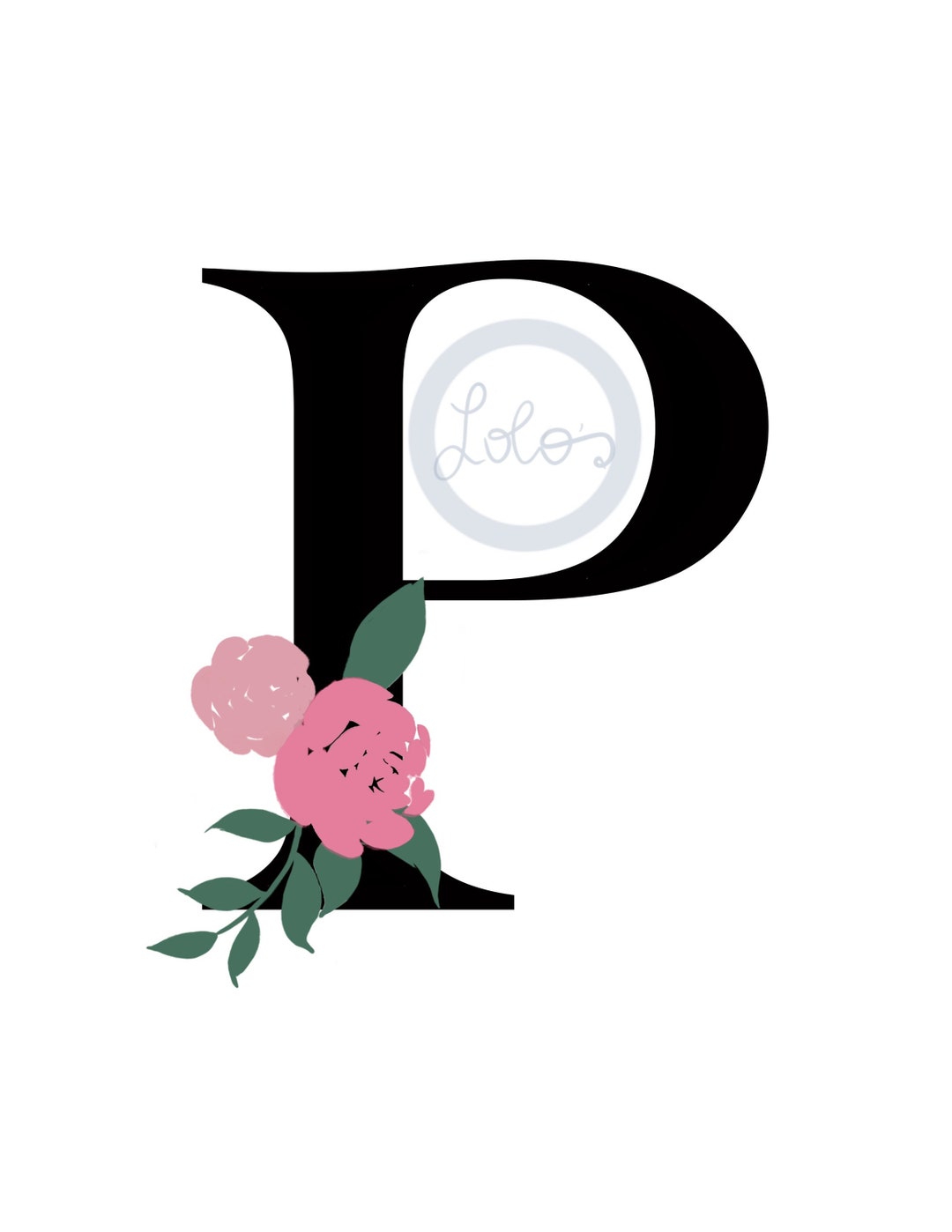 P Initial With Flower - Etsy