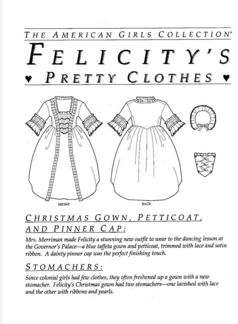 Pdf Pattern Doll Clothes Doll Fashions Colonial Gown Doll Etsy