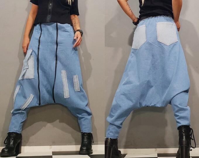 Man's Harem Pants in Patchwork of Recycled Jeans , Pants in ...