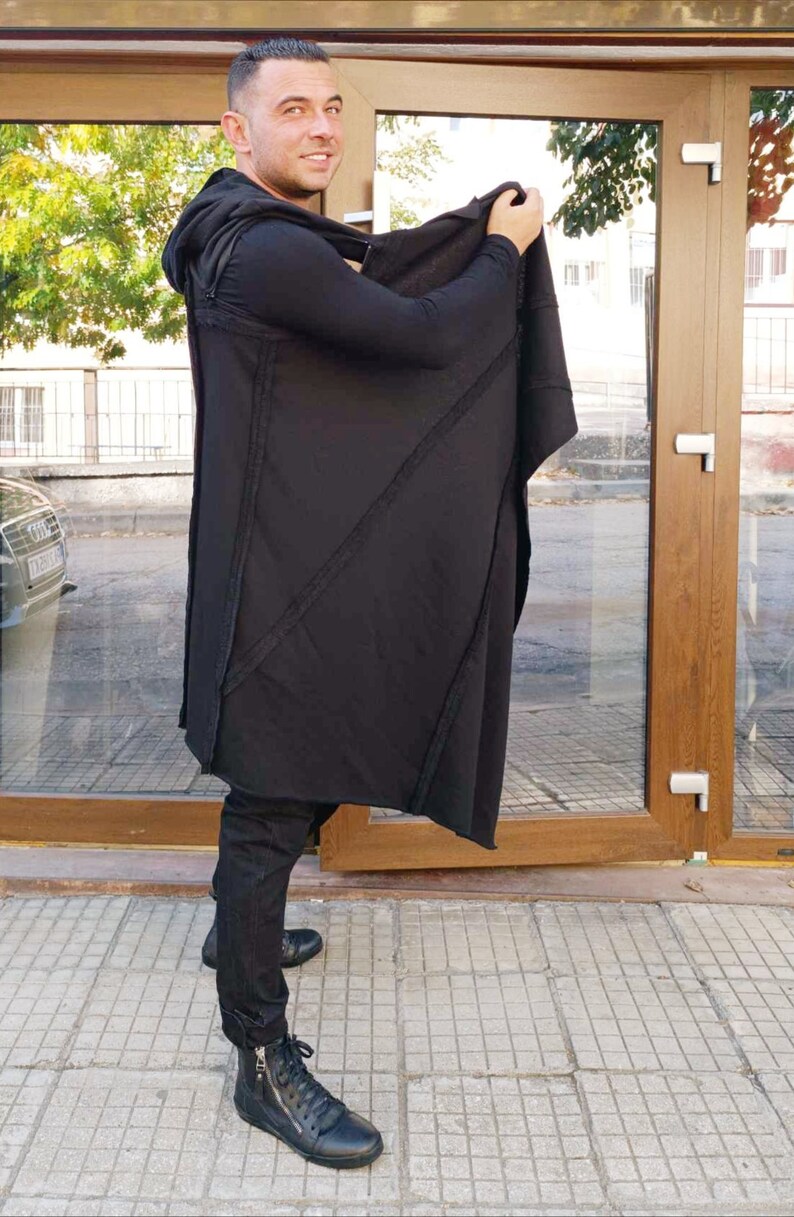 Extravagant Men's Cotton Jacket, Asymmetrical Men's Jacket, Black ...