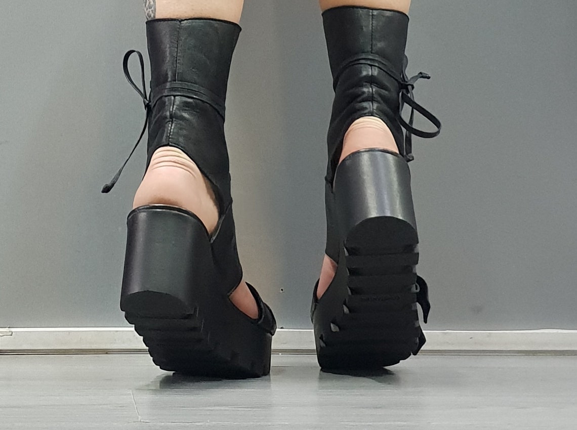 Platform Leather Sandals High Summer Sandals Steampunk Open | Etsy