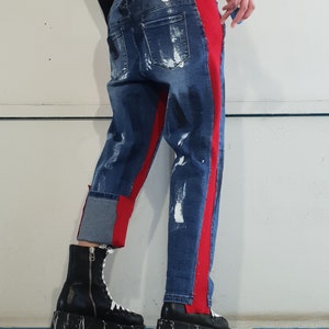 Extravagant Denim Pants, Casual Denim Harem Pants, Painted Streetwear ...