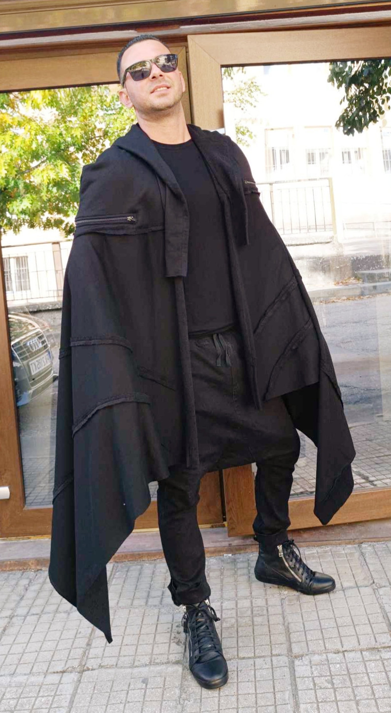 Extravagant Men's Cotton Jacket, Asymmetrical Men's Jacket, Black ...