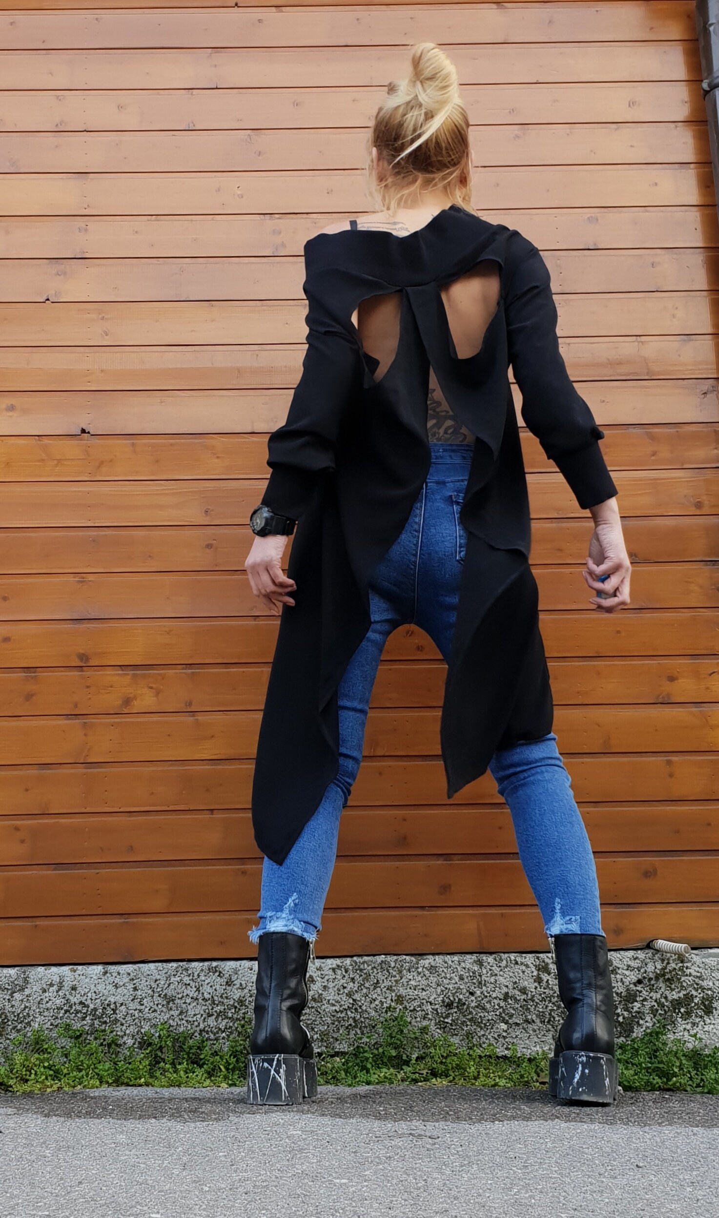 Extravagant Black Tunic With Open Back Casual Women Black - Etsy