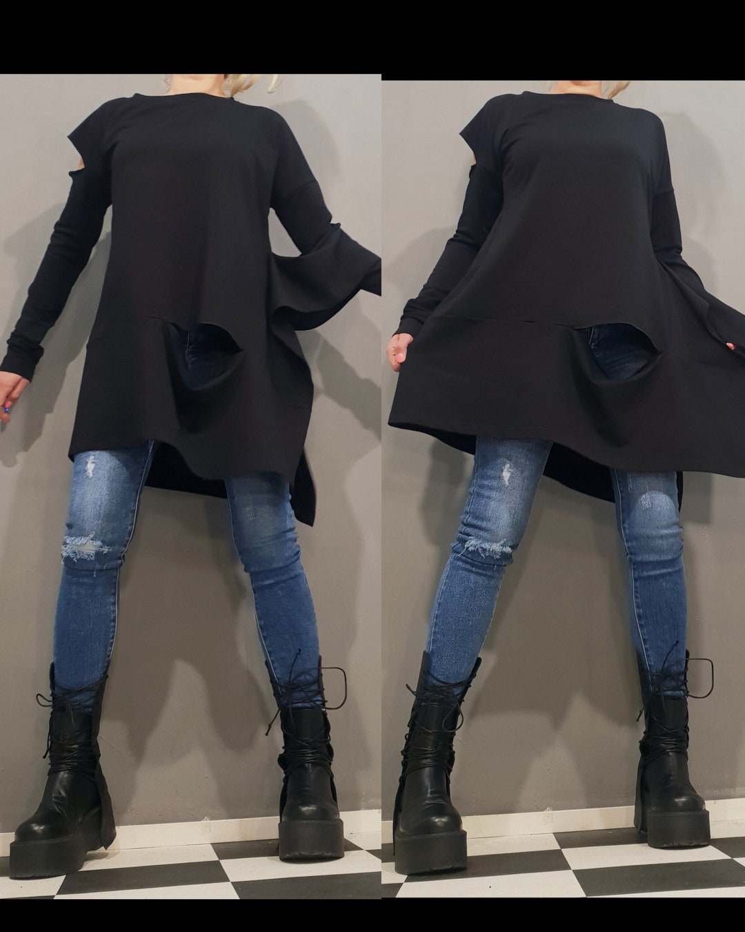 Avant Garde Tunic , Deconstructed Top, Loose Tunic, Asymmetrical Tunic ...