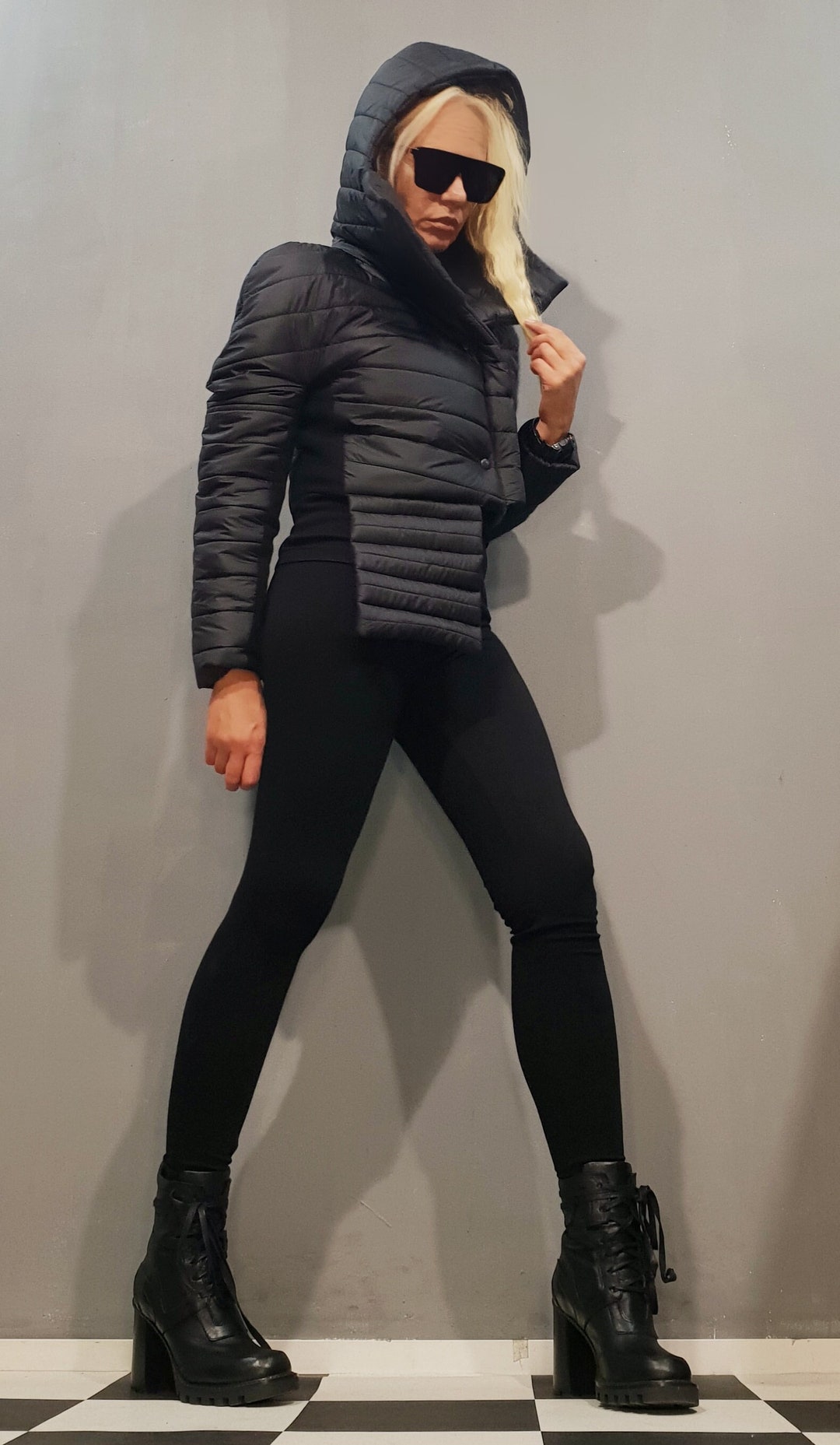Black Hooded Puffer Jacket – Avant Garde Oversized Winter Coat, Gothic ...