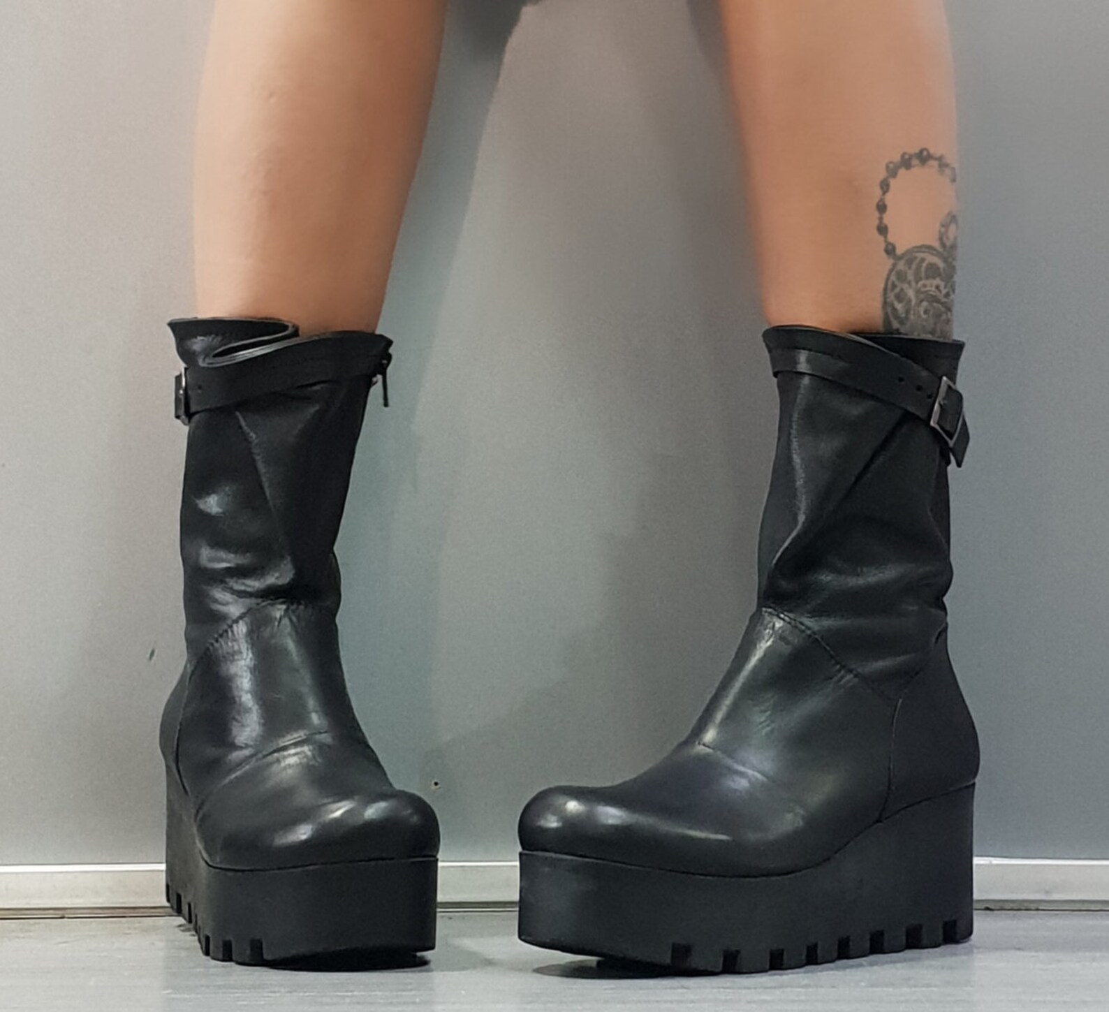 Gothic Women Boots, All Seasons, Leather Boots, Steampunk Boots, Grunge ...