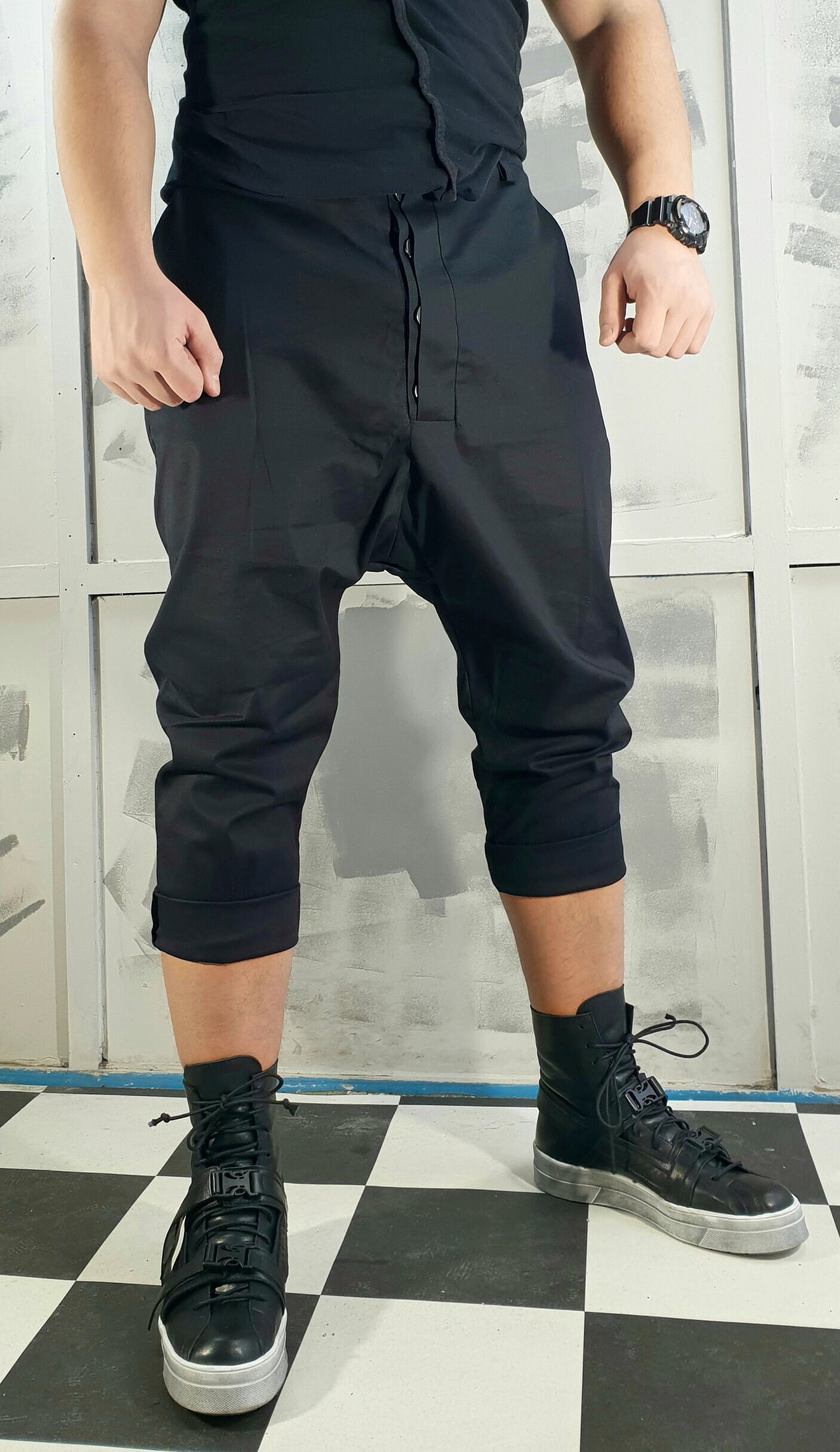 New Collection Men Drop Crotch Futuristic Pants Men Harem - Etsy