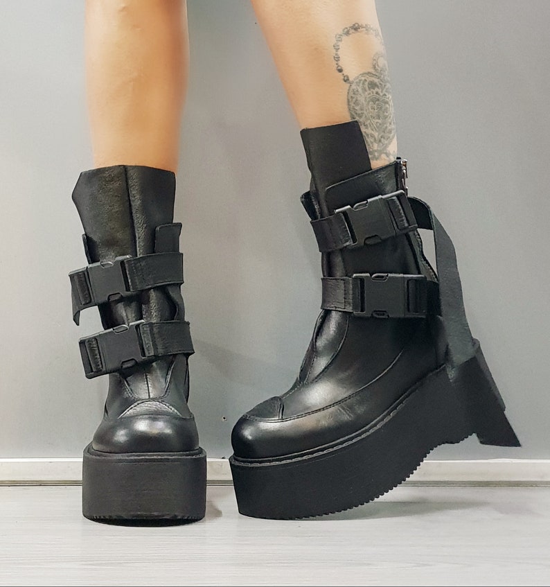 Genuine Women Boots Leather Platform Shoes All Seasons - Etsy