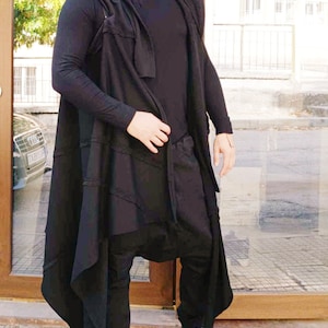 Extravagant Men's Cotton Jacket, Asymmetrical Men's Jacket, Black ...