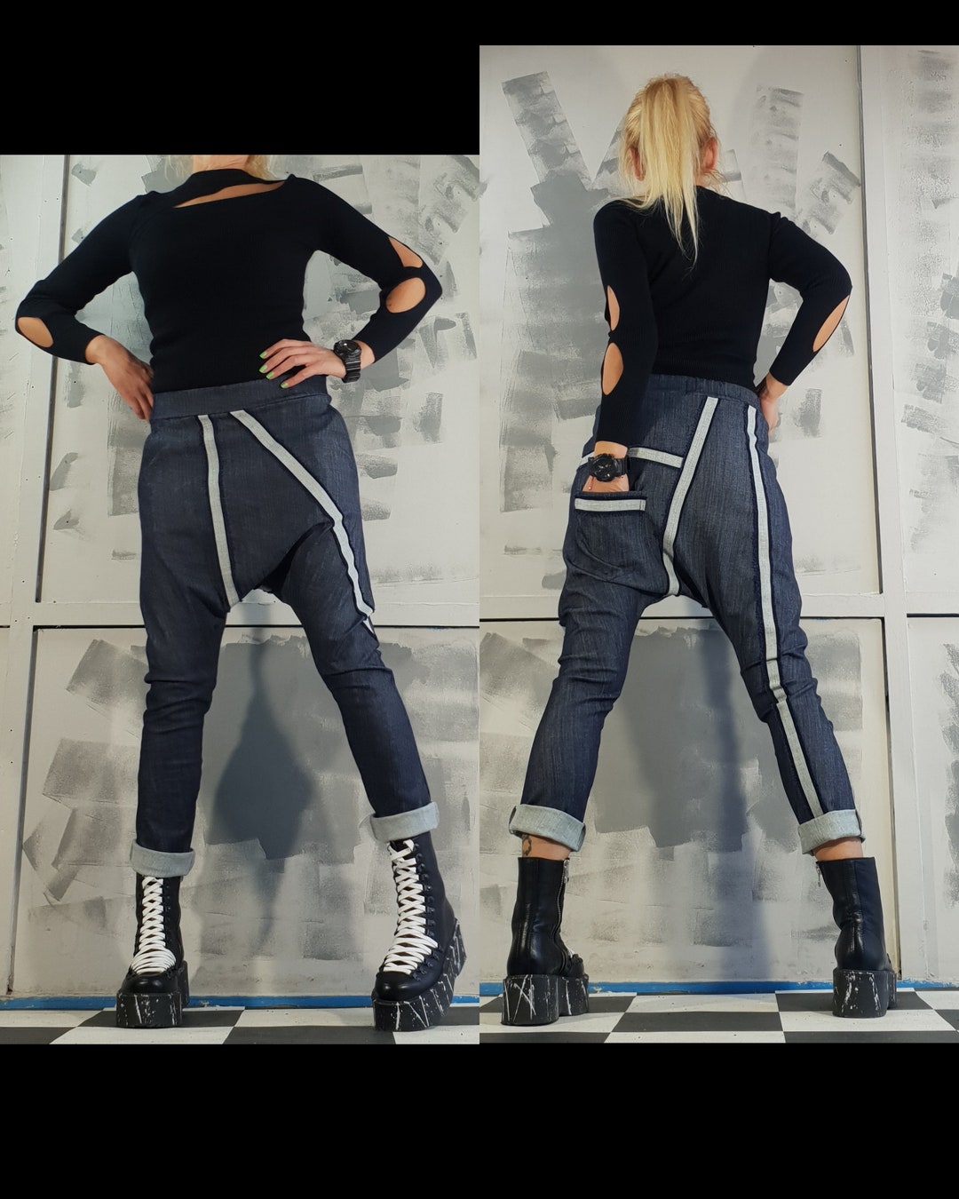 Extravagant Pants, Harem Pants, Avant Garde Trousers, Denim Boyfriend ...