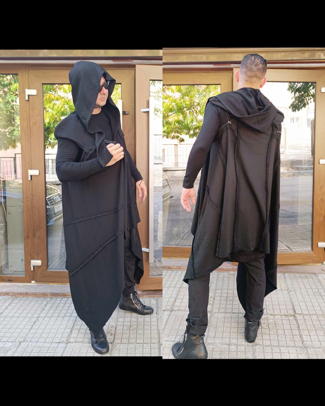 Extravagant Men's Cotton Jacket, Asymmetrical Men's Jacket, Black ...